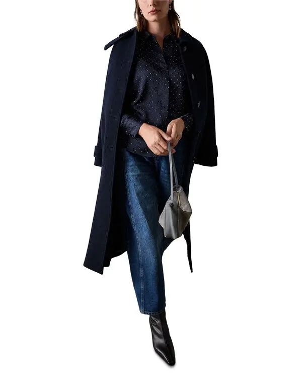 Whistles Embellished Hammered Satin Shirt