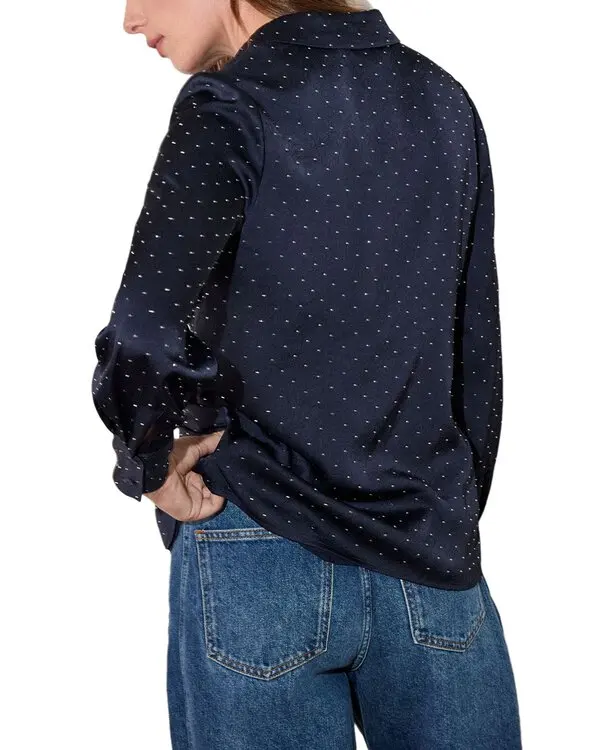 Whistles Embellished Hammered Satin Shirt