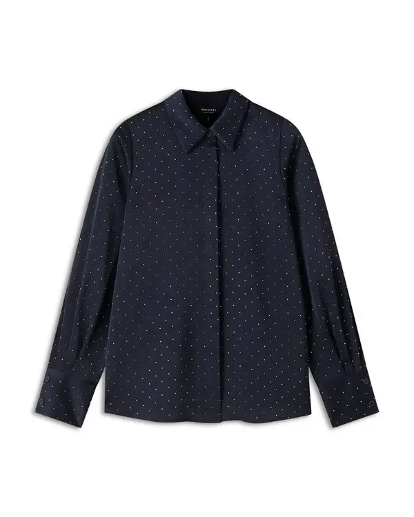 Whistles Embellished Hammered Satin Shirt