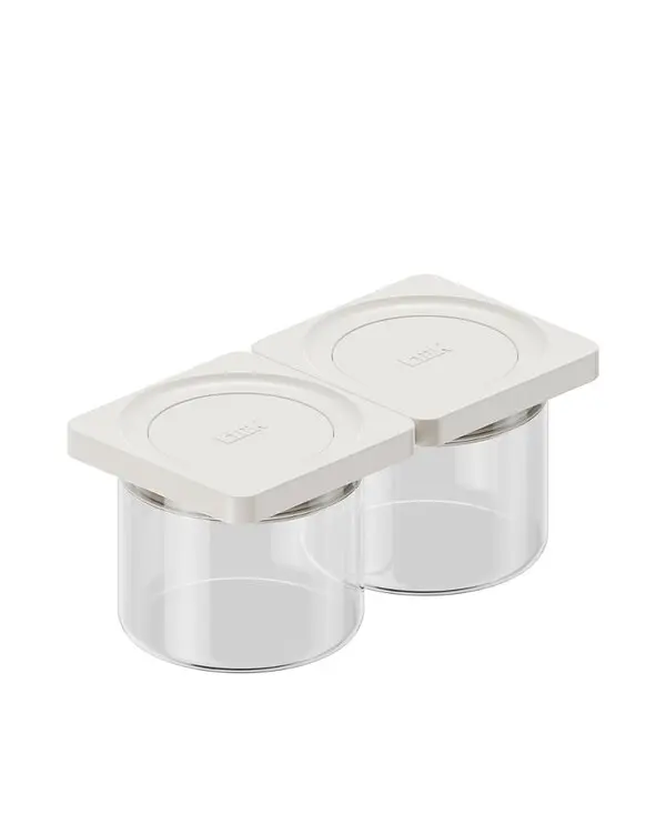 CLIIK Press Glass Small Food Storage Container, 2 Pack - Cream