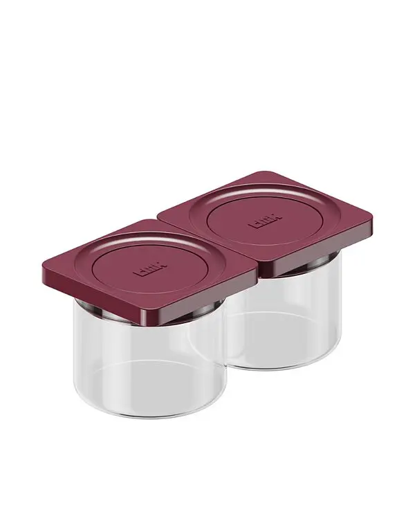 CLIIK Press Glass Small Food Storage Container, 2 Pack - Maroon
