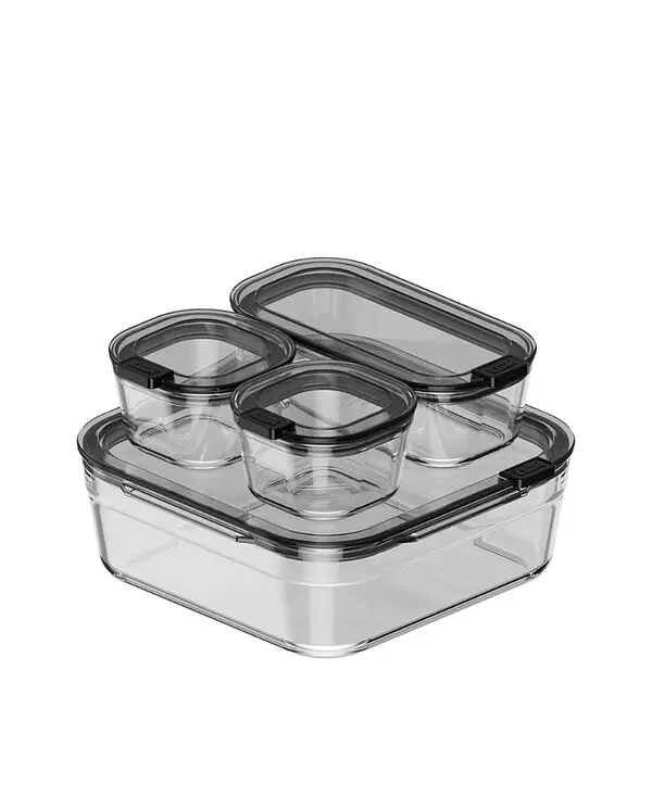 CLIIK Stack Small Glass Food Storage Container, Family Set - Black