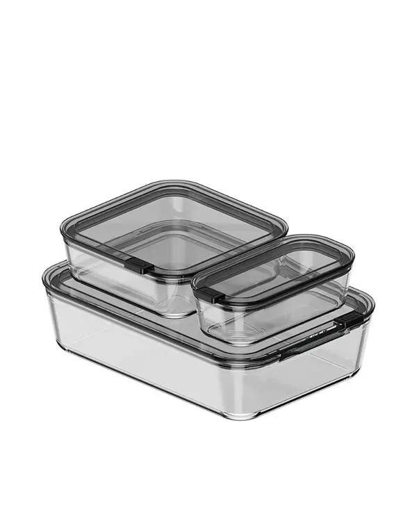 CLIIK Stack Large Glass Food Storage Container, Family Set - Black