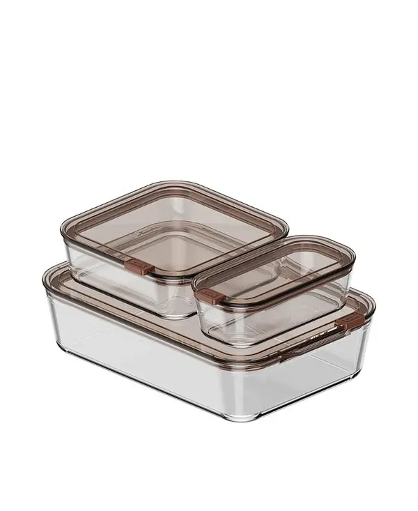 CLIIK Stack Large Glass Food Storage Container, Family Set - Brown