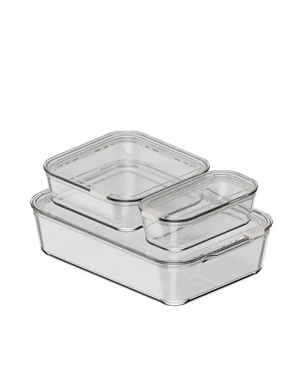 CLIIK Stack Large Glass Food Storage Container, Family Set - Cream