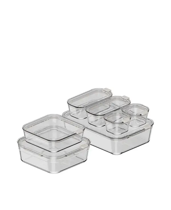 CLIIK Stack Glass Food Storage Container, 14 Pc Set - Cream