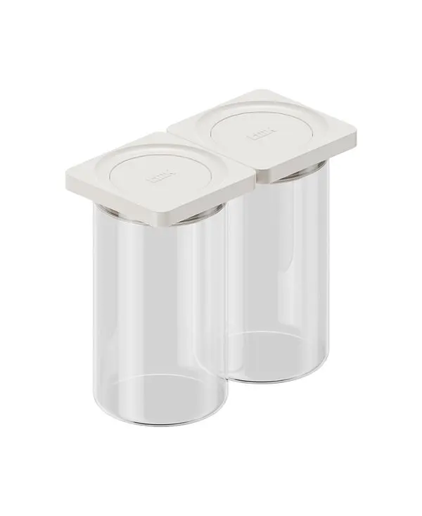 CLIIK Press Glass Medium Food Storage Container, 2 Pack - Cream
