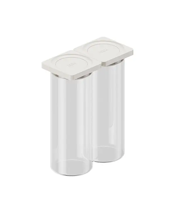 CLIIK Press Glass Large Food Storage Container, 2 Pack - Cream