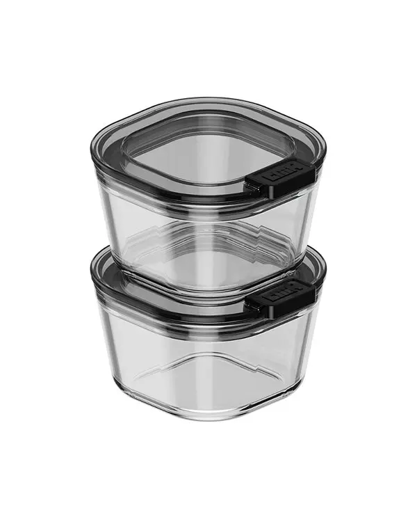 CLIIK Press Xs Glass Food Storage Container, 2 Pack - Black