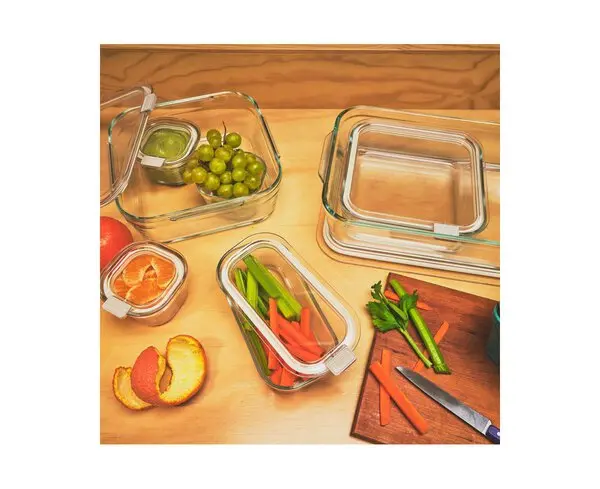 CLIIK Press Xs Glass Food Storage Container, 2 Pack - Black