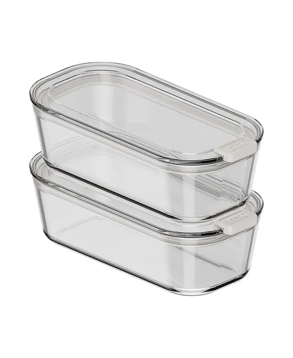 CLIIK Stack Small Glass Food Storage Container, 2 Pack - Cream