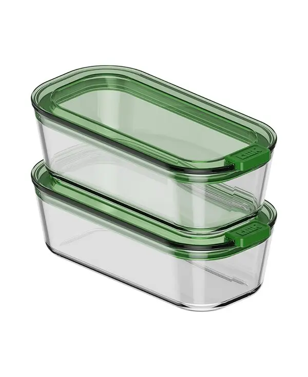 CLIIK Stack Small Glass Food Storage Container, 2 Pack - Green