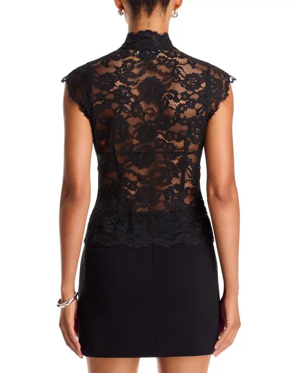 GUIZIO Ara Lace Keyhole Top - Black