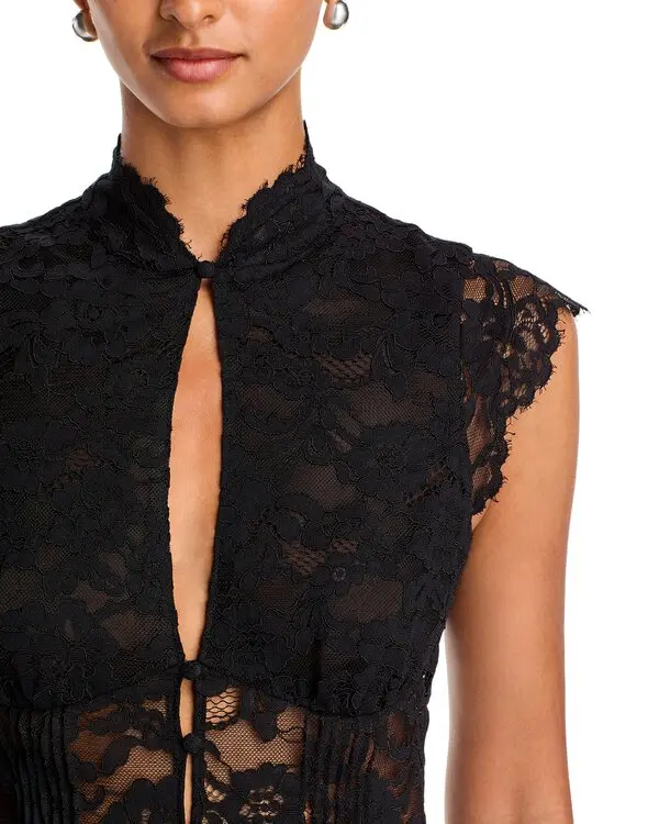 GUIZIO Ara Lace Keyhole Top - Black