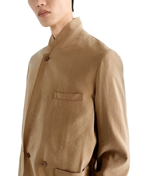 LEMAIRE Light Double Breasted Silk Blend Jacket - Toffee