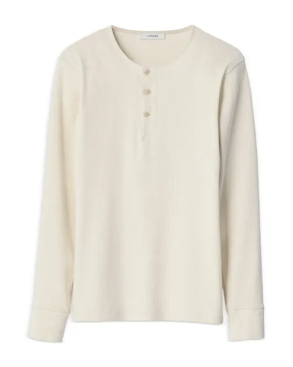LEMAIRE Long Sleeve Cotton Blend Henley Shirt