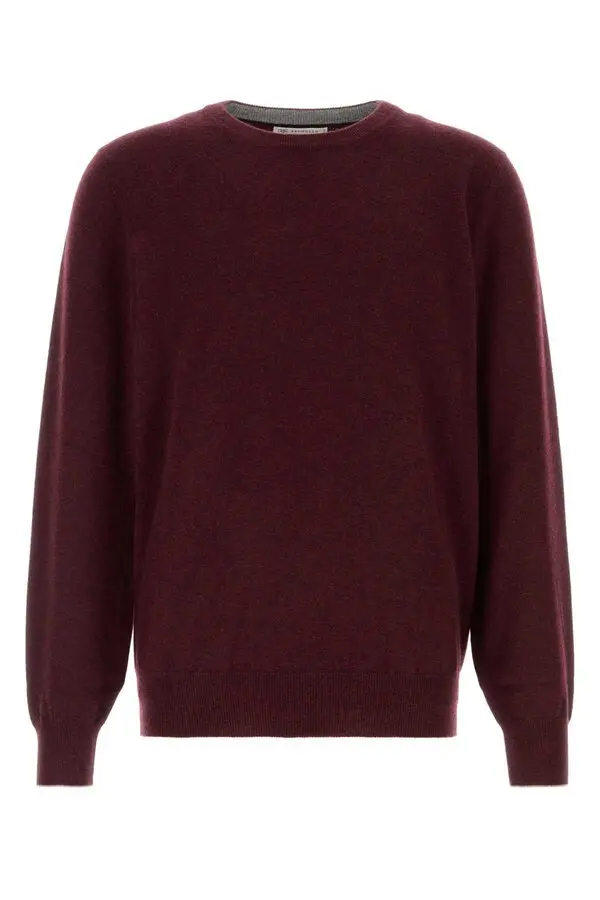 Brunello Cucinelli Melange Burgundy Cashmere Sweater