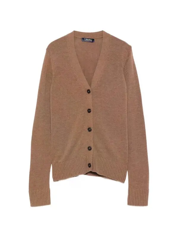 Max Mara Logo-embroidered V-neck Cardigan - Brown
