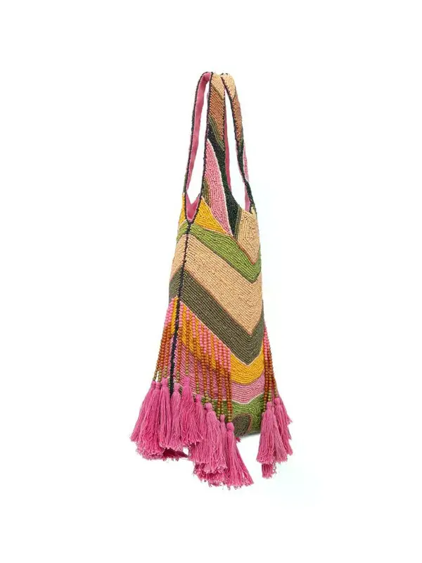 NEVER FULLY DRESSED Beaded Tassel Tote Bag