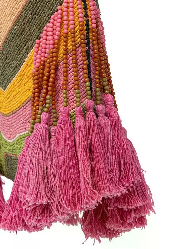 NEVER FULLY DRESSED Beaded Tassel Tote Bag