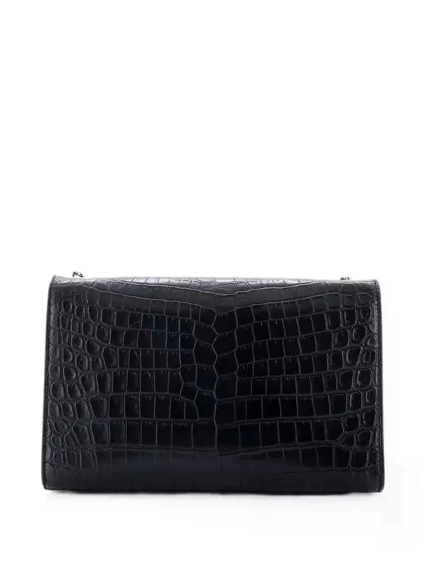 Saint Laurent Classic Monogram Tassel Crocodile Embossed Leather Medium Crossbody Bag