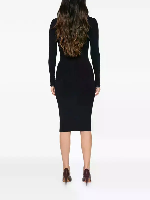 Elisabetta Franchi Ribbed-knit High-neck Midi Dress