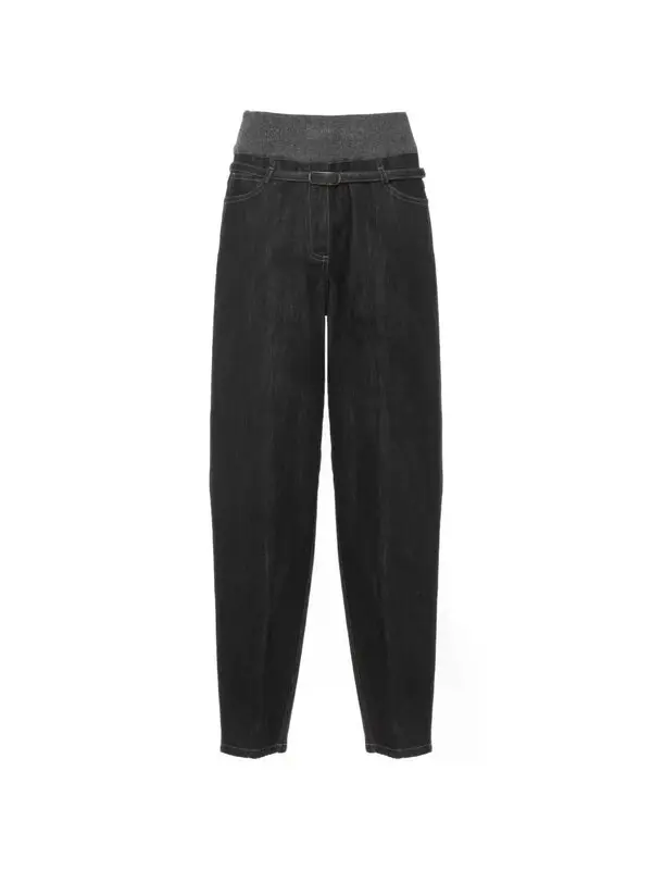 PANICALE Belted Knit-waist Jeans - Black