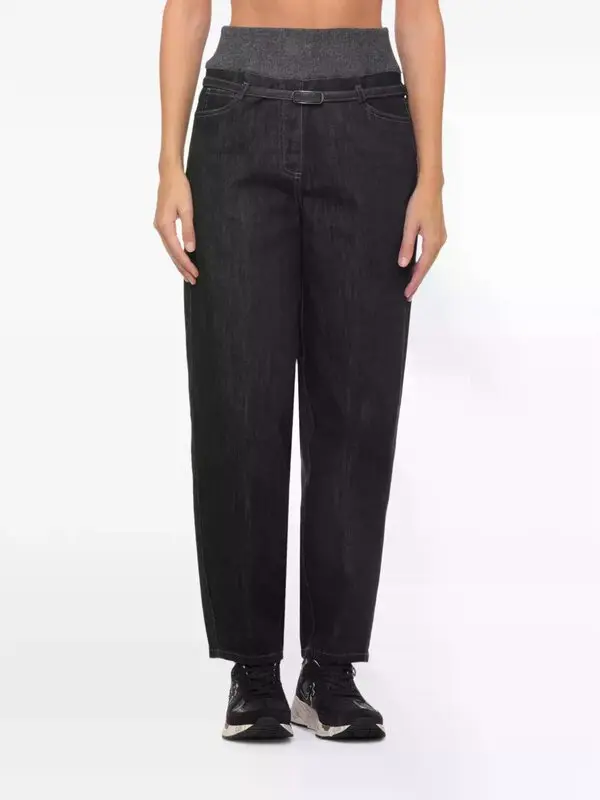 PANICALE Belted Knit-waist Jeans - Black