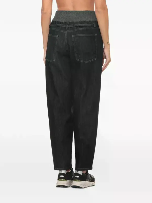 PANICALE Belted Knit-waist Jeans - Black