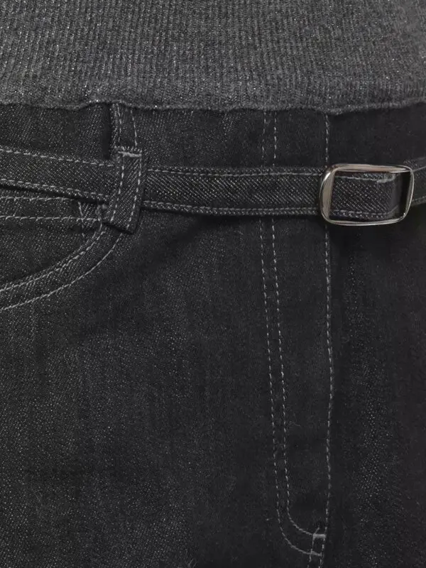 PANICALE Belted Knit-waist Jeans - Black