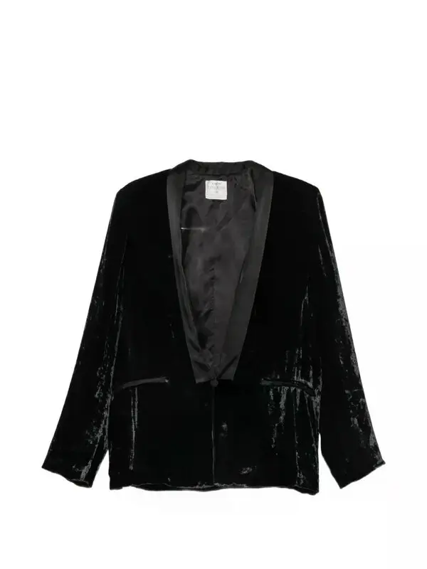 FORTE_FORTE Crushed-velvet Satin-lapel Blazer