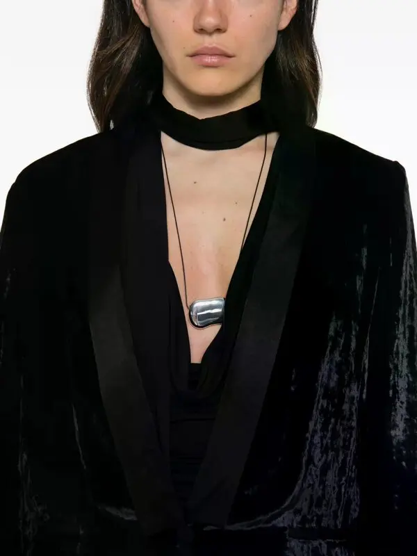 FORTE_FORTE Crushed-velvet Satin-lapel Blazer