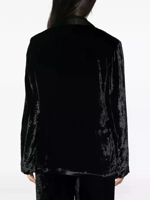 FORTE_FORTE Crushed-velvet Satin-lapel Blazer