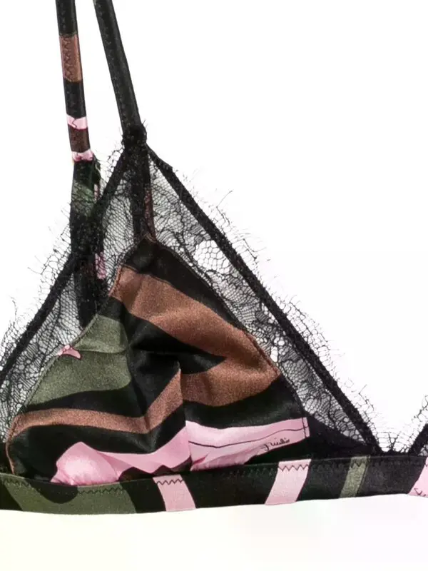 Emilio Pucci Lace-trimmed Marmo-print Bra