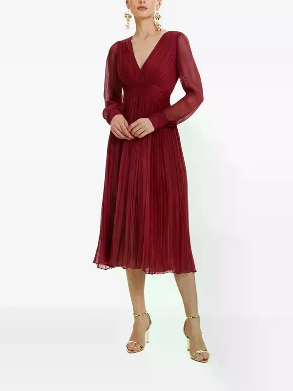FRAMBOISE Pleated Silk Dress - Red