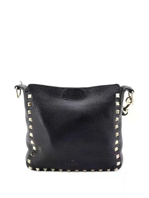 Valentino Garavani Rockstud Flip Lock Messenger Bag Leather Mini Crossbody Bag - Black