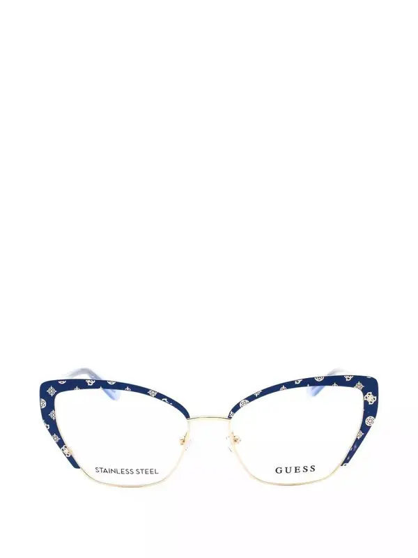 Guess Monogram-print Cat-eye Glasses - Blue