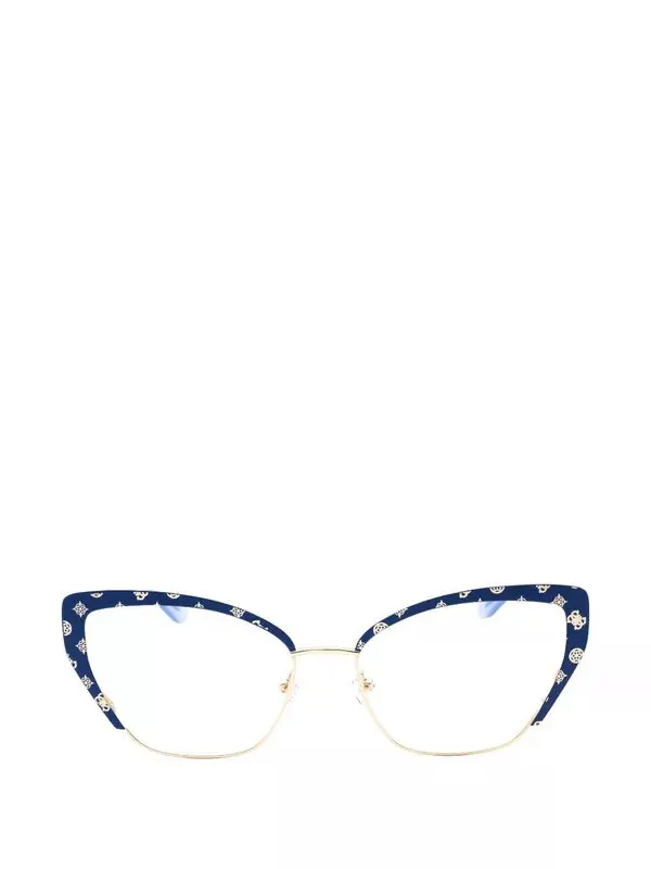 Guess Monogram-print Cat-eye Glasses - Blue