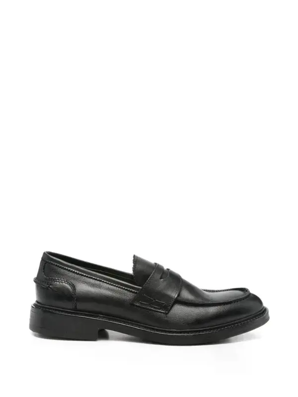 FRATELLI RENNELLA Penny Leather Loafers - Black