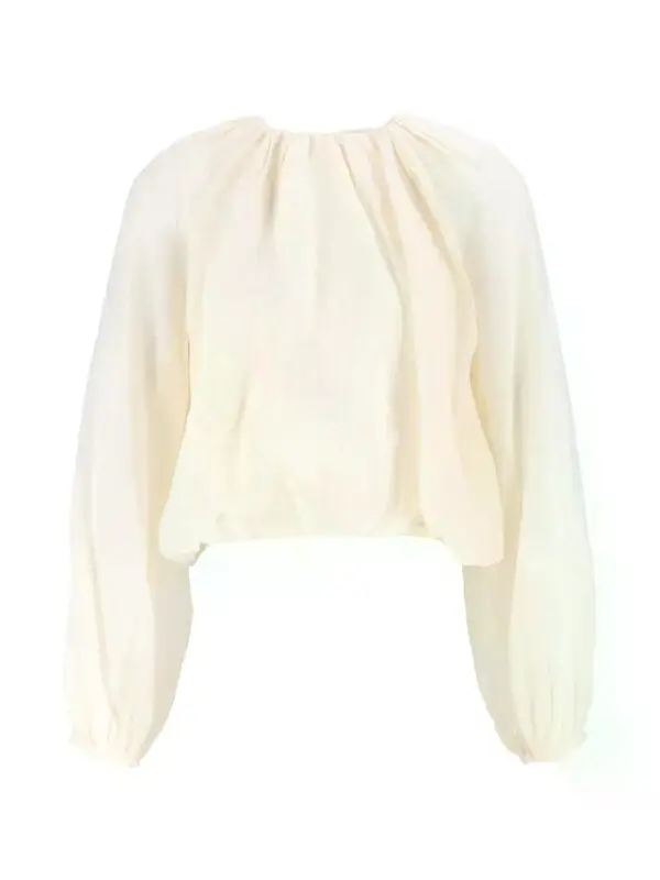 ELEH Gathered Balloon-sleeve Blouse