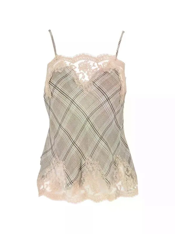 Ermanno Scervino Check-print Lace-trim Top