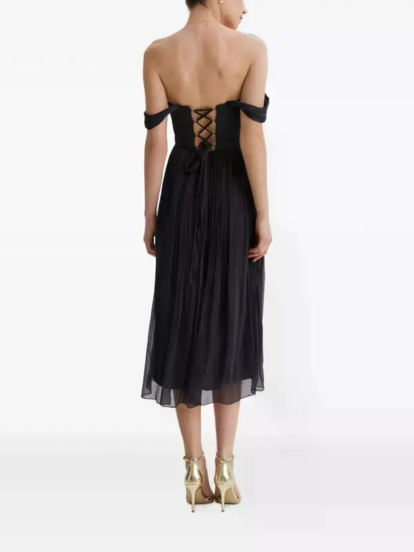 FRAMBOISE Canneline Off-shoulder Pleated Midi Dress