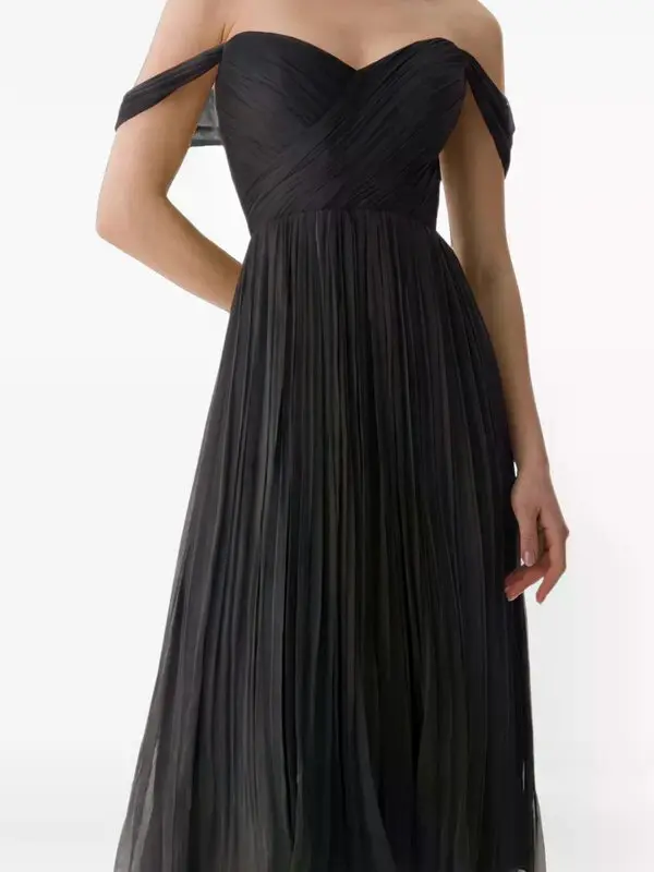 FRAMBOISE Canneline Off-shoulder Pleated Midi Dress