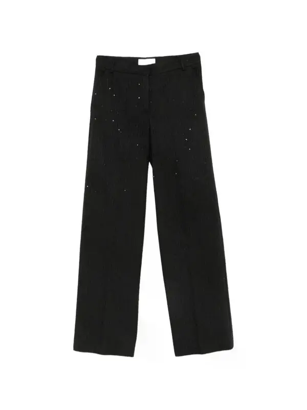 Ermanno Scervino Sequin-embellished Pinstripe Trousers - Black