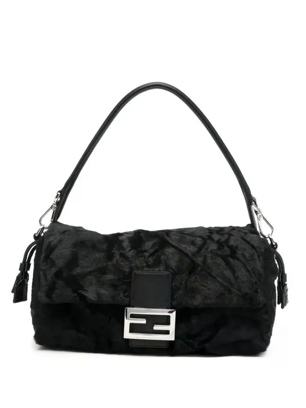 Fendi Baguette Soft Calfhair Shoulder Bag - Black
