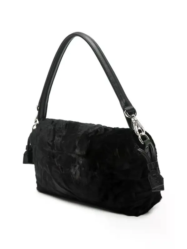 Fendi Baguette Soft Calfhair Shoulder Bag - Black