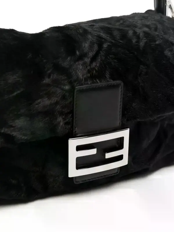 Fendi Baguette Soft Calfhair Shoulder Bag - Black