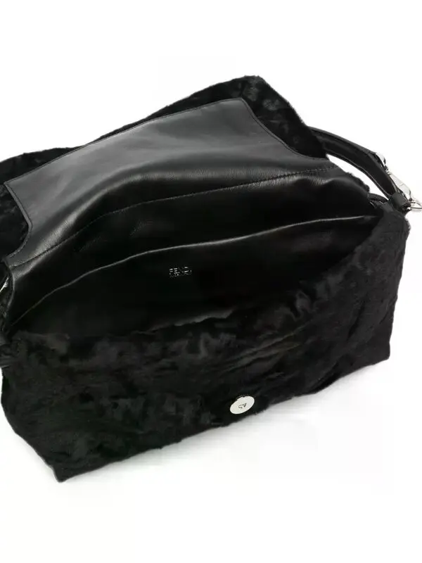 Fendi Baguette Soft Calfhair Shoulder Bag - Black