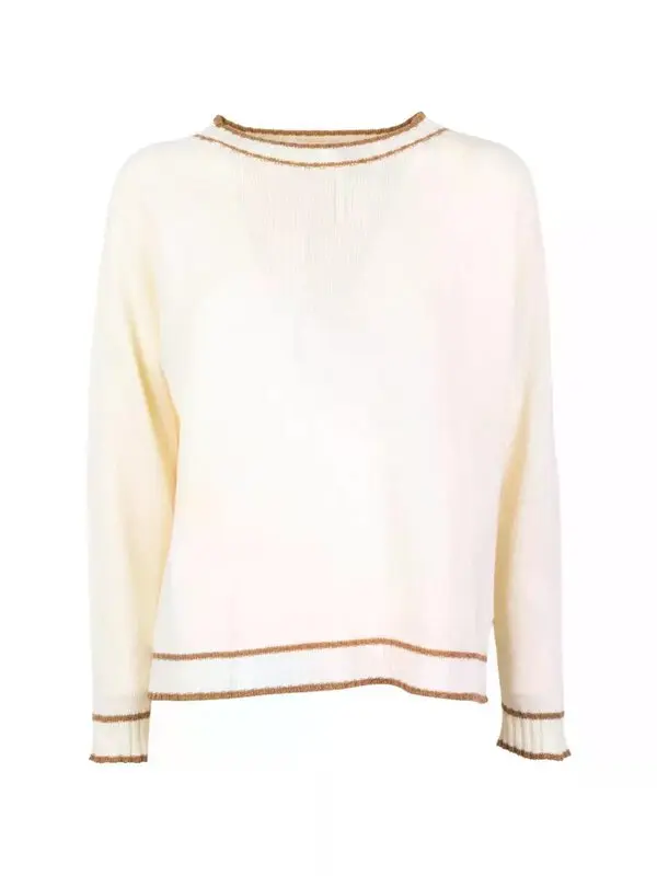 CINQUE Stripe-trim Long-sleeve Sweater