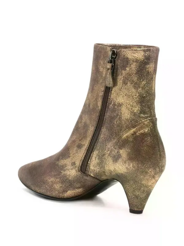 DEL CARLO Metallic Leather Ankle Boots